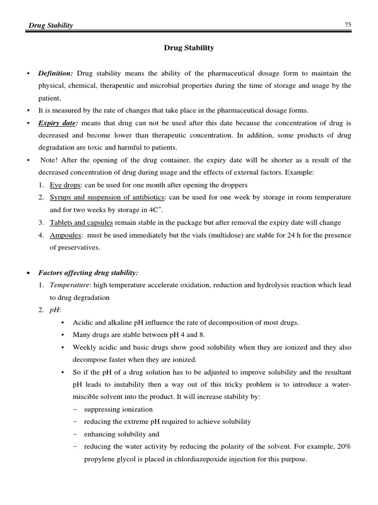 Drug Stability | PDF | Solution | Solubility