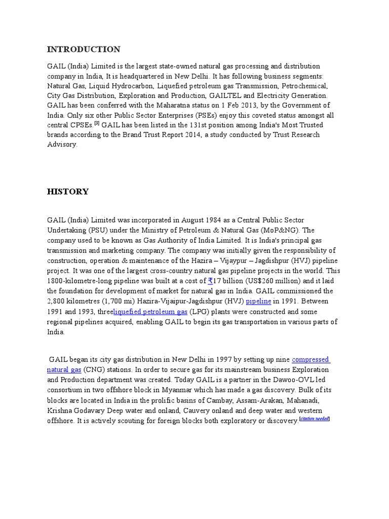 Gail - Company Profile | PDF | Fuel Production | Petroleum