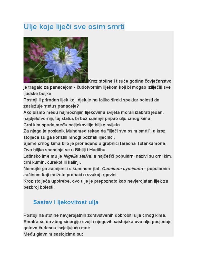Curekot - Ulje Koje Liječi Sve Osim Smrti | PDF