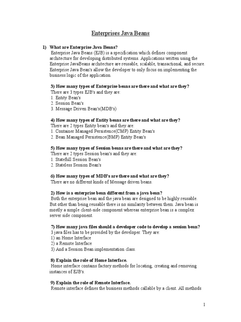 Enterprises Java Beans | PDF | Enterprise Java Beans | Computer Programming