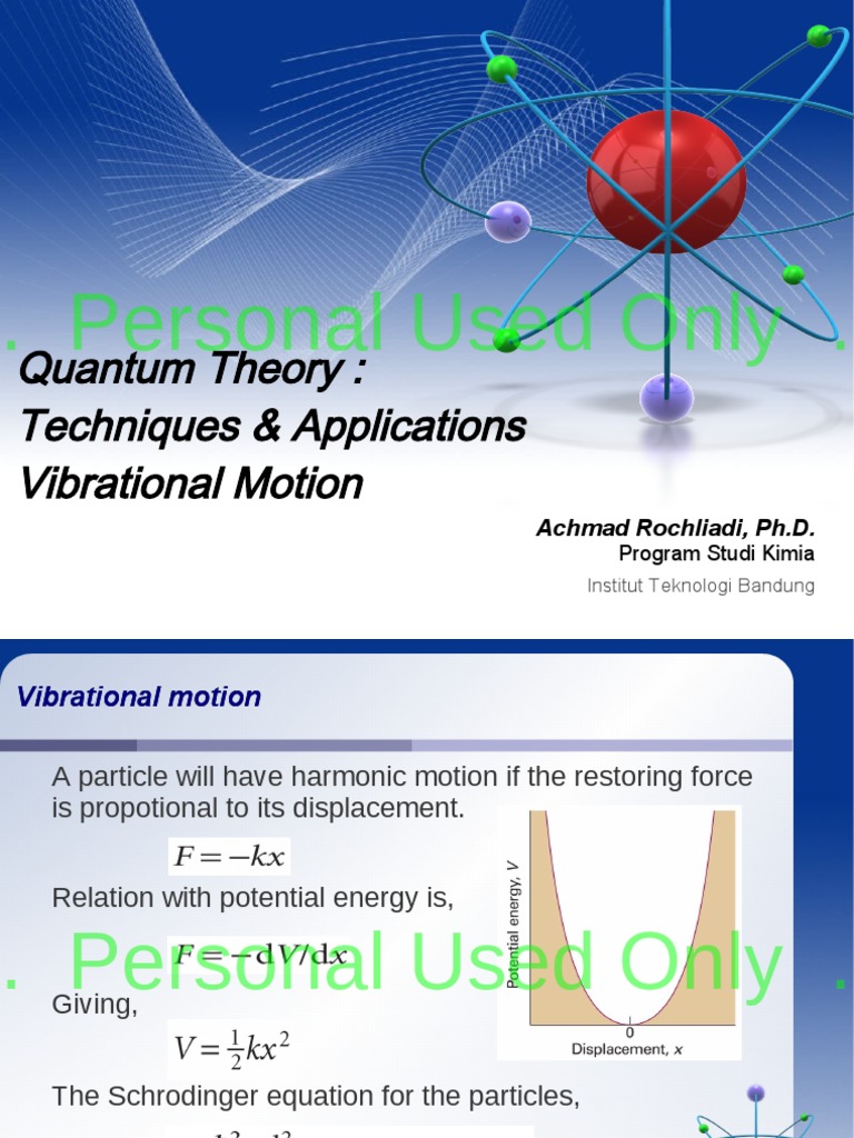 KI2141-2015 SIK Lecture02b VibrationalMotion | PDF | Wave Function | Schrödinger Equation