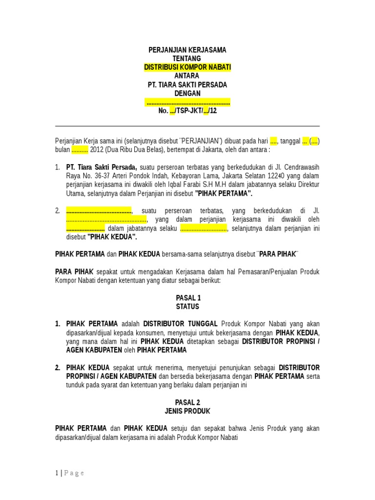 Contoh PKS Distributsi | PDF