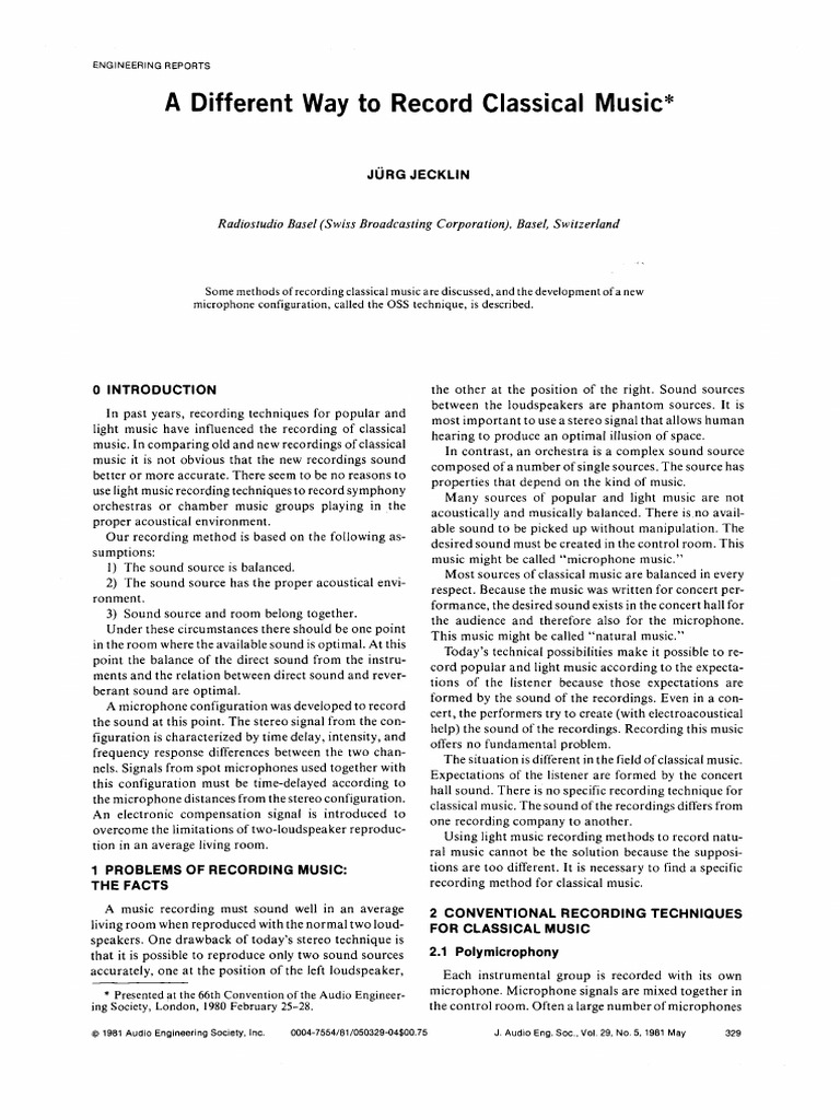 Jecklin Disk | PDF | Microphone | Loudspeaker