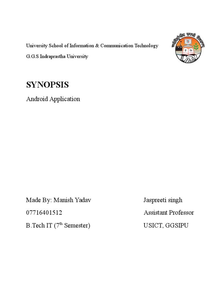Synopsis: Android Application | PDF
