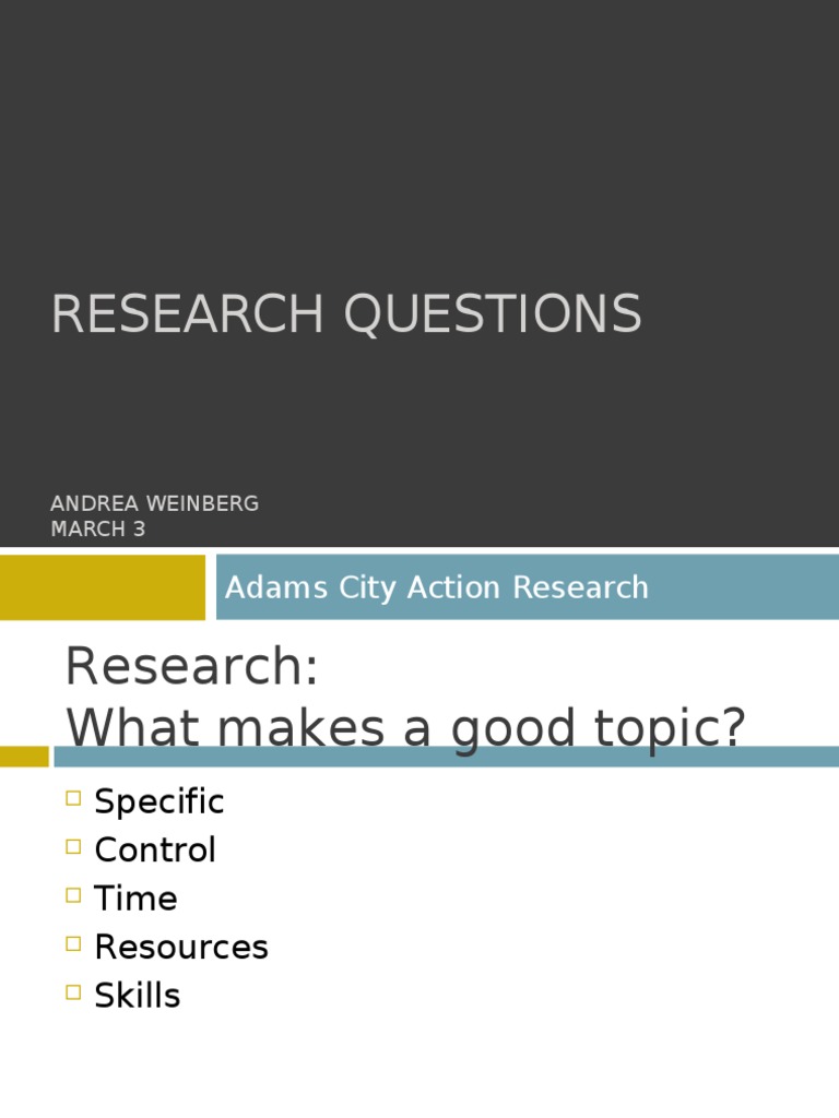 Research Questions: Adams City Action Research | PDF | Stress (Biology ...