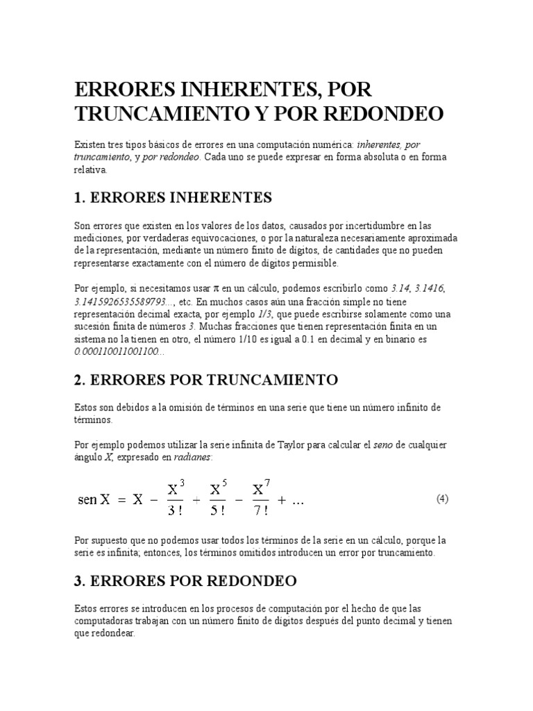 Errores Inherentes | Medición | Exponenciación
