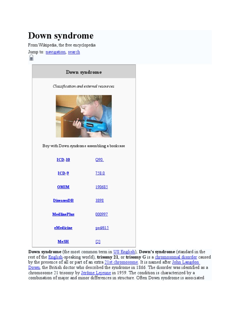 Down Syndrome Pdf Down Syndrome Biology