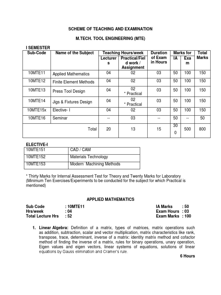 VTU SEM 1 Scheme of Evaluation and Syllabus | PDF | Machining ... VTU SEM 1 Scheme of Evaluation and Syllabus | PDF | Machining ...