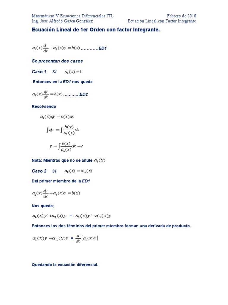 Factor Integrante | PDF | Ecuaciones | Integral