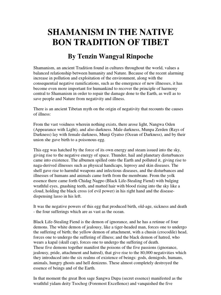 Shamanism in The Native Bon Tradition of Tibet - Tenzin Wangyal ...