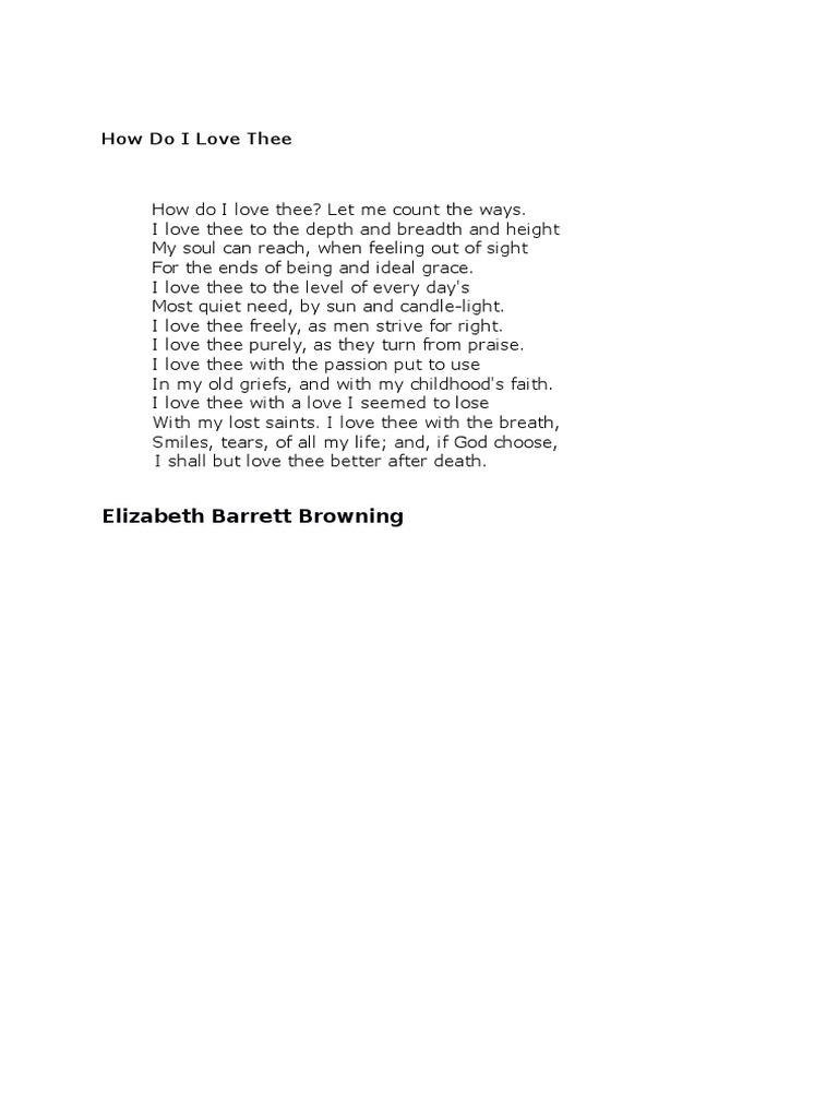 How Do I Love Thee: Elizabeth Barrett Browning | PDF