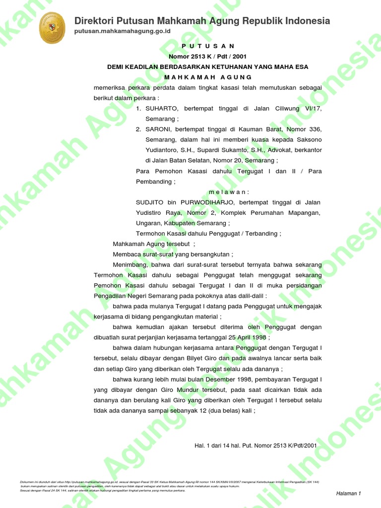 Contoh Surat Gugatan Wanprestasi | PDF