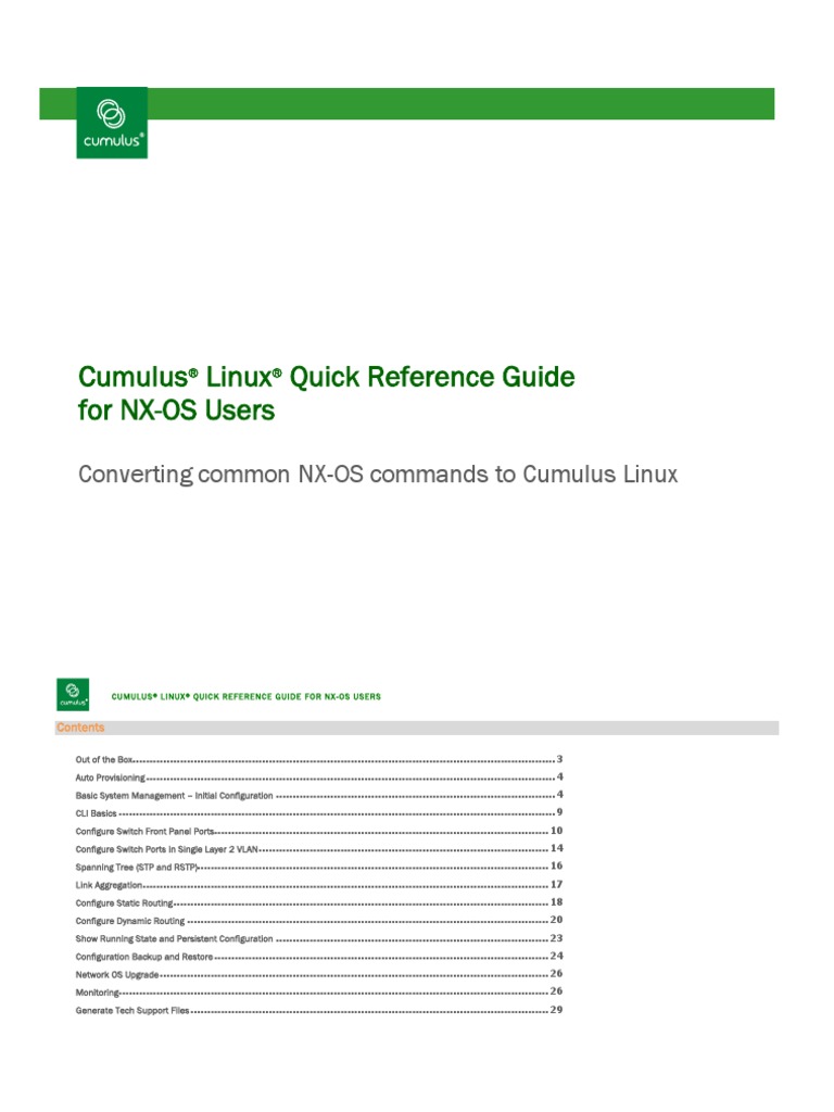 Cumulus Linux Quick Reference Guide For NX-OS Users | PDF | Network ...