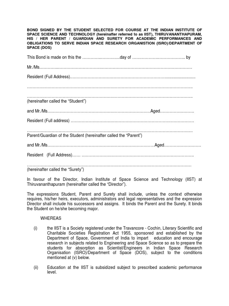 Iist Bond Format Undergraduate 2015 | PDF | Surety Bond | Government ...