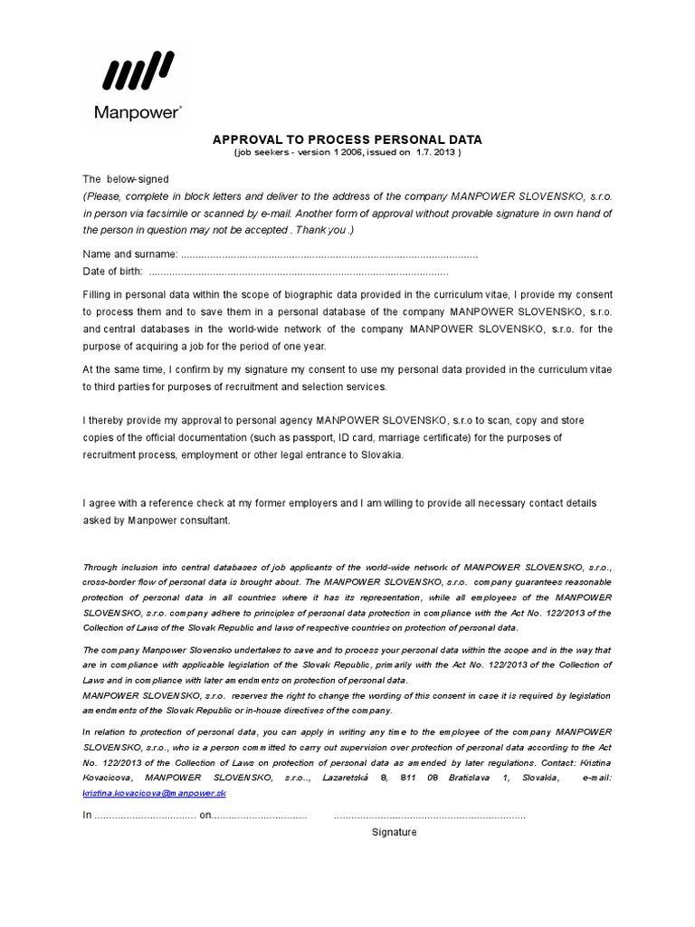 RAF Manpower Consent Form English | PDF | Personally Identifiable ...