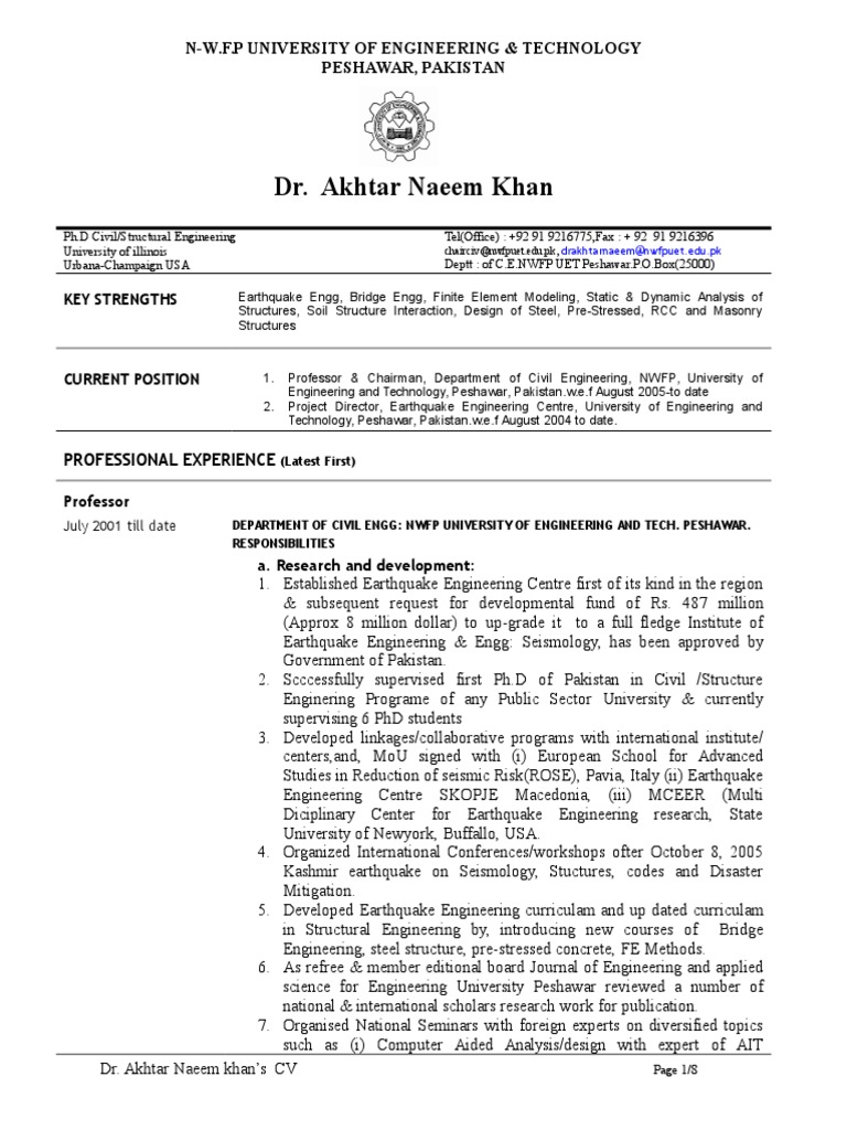 Resume of DR Akhtar Naeem | PDF | Postgraduate Education | Masonry