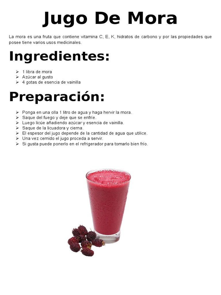 Cómo hacer jugo de mora fácil | PDF | Cilantro | Mariscos