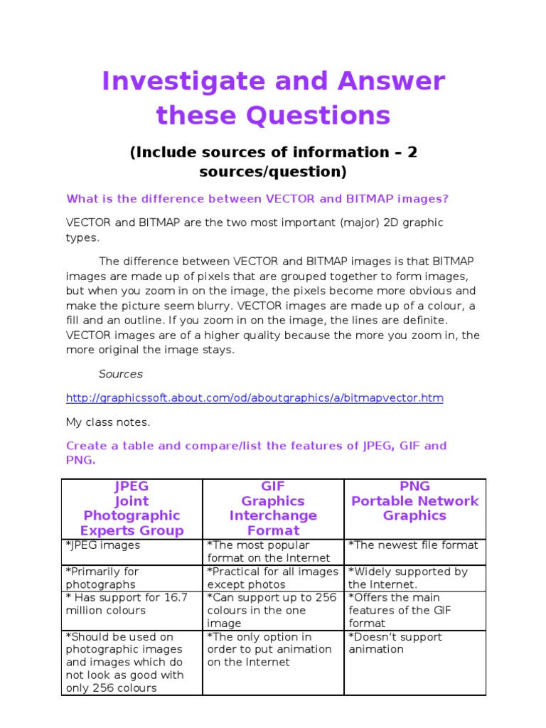 Investigate and Answer These Questions | PDF | File Format | Computer ...