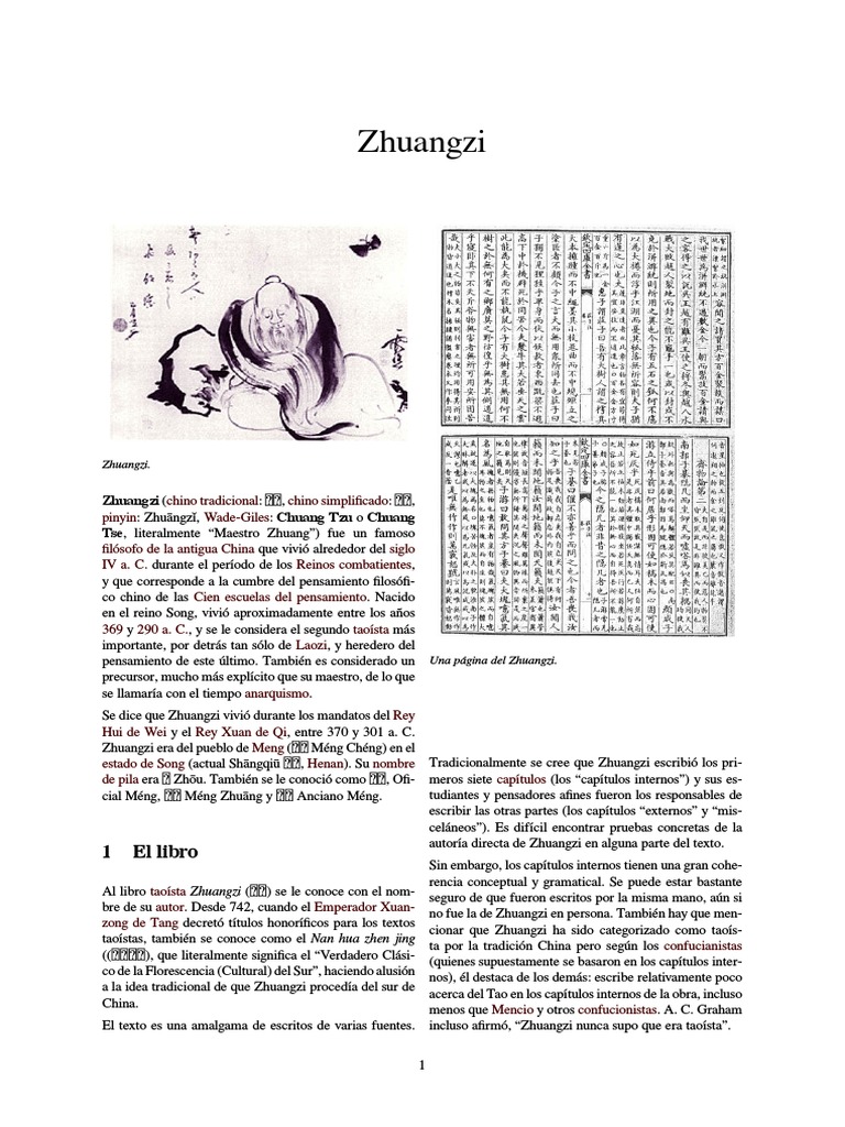 Biografía y filosofía de Zhuangzi | PDF | Filosofía clásica china ...