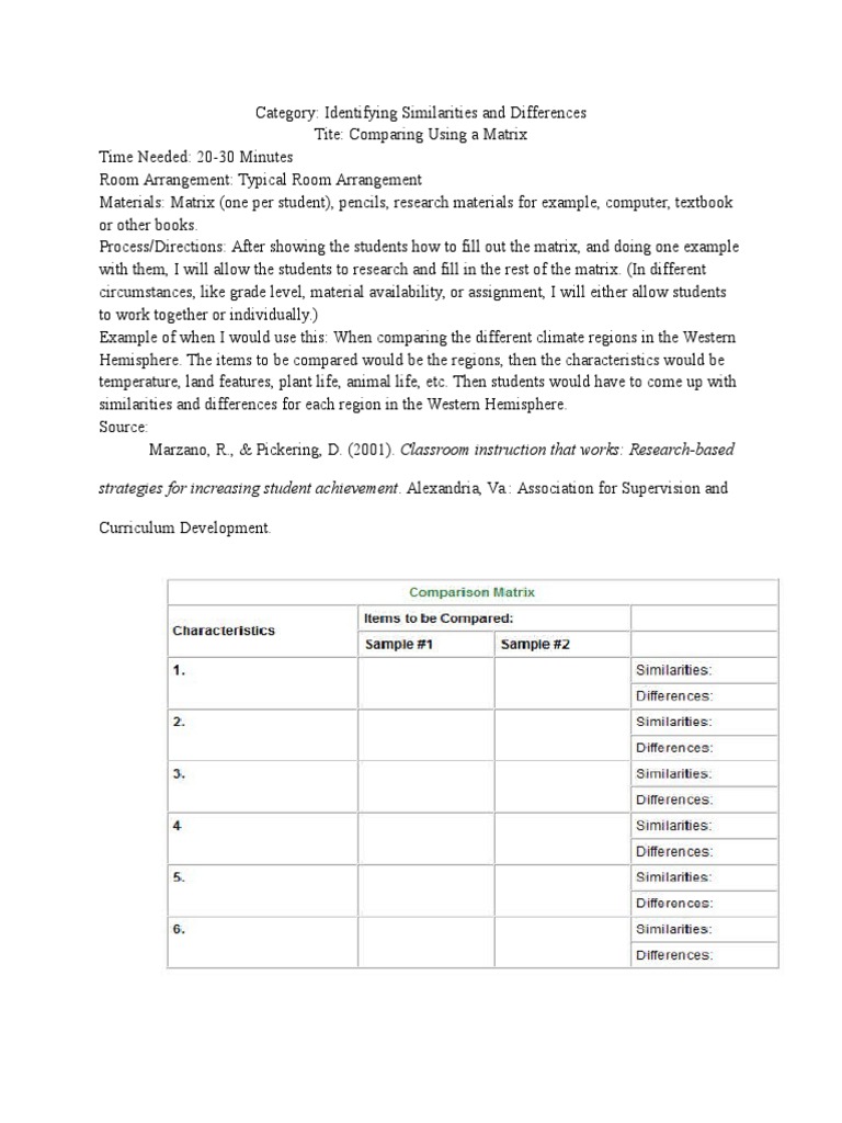 Matrix Comparison of Climate Regions | PDF | Social Science