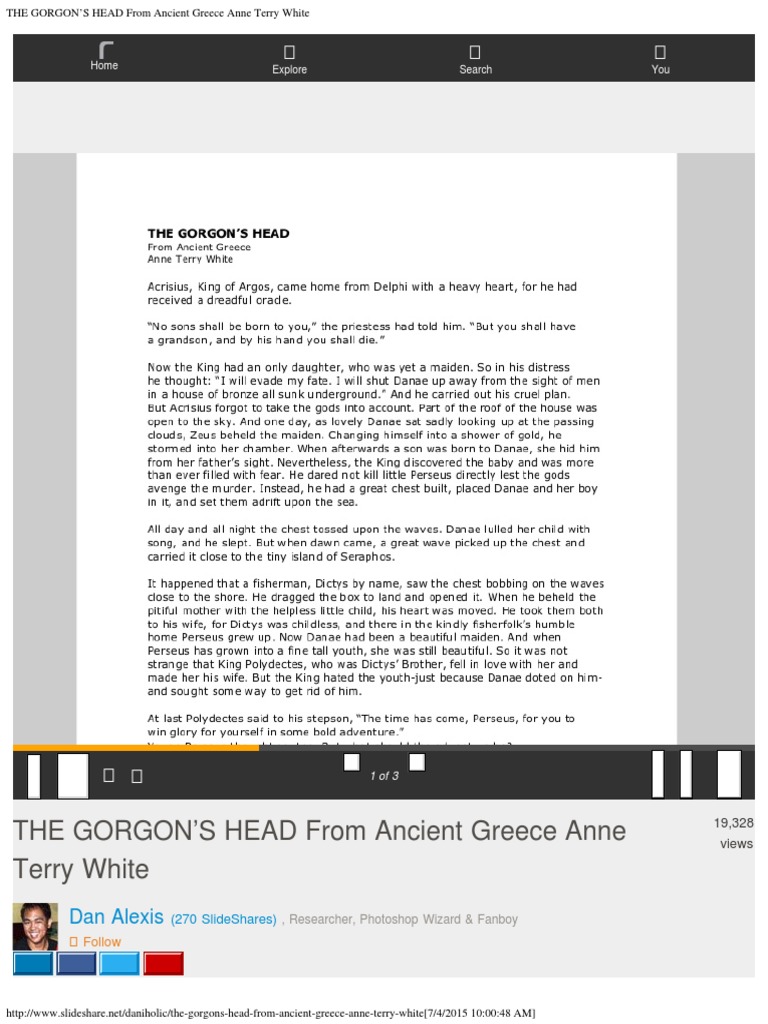 The GORGON's HEAD From Ancient Greece Anne Terry White | PDF | Medusa ...
