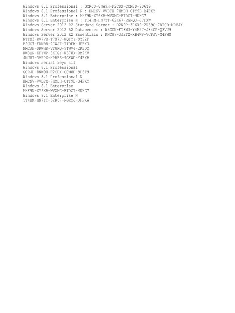 Windows 8.1 Pro Keys | PDF