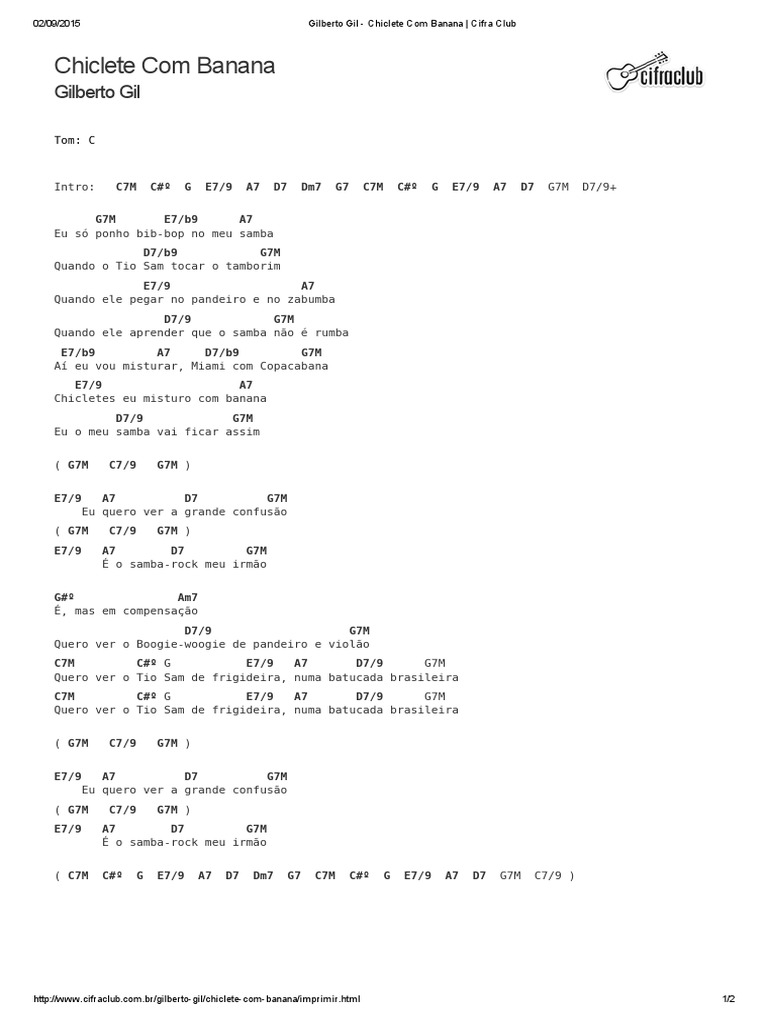 Gilberto Gil - Chiclete Com Banana - Cifra Club | PDF