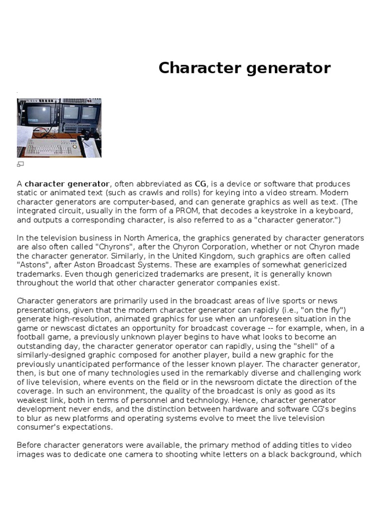 Character Generator | PDF | Media Technology | Digital Technology