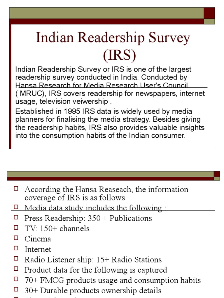 Indian Readership Survey IMP. | PDF