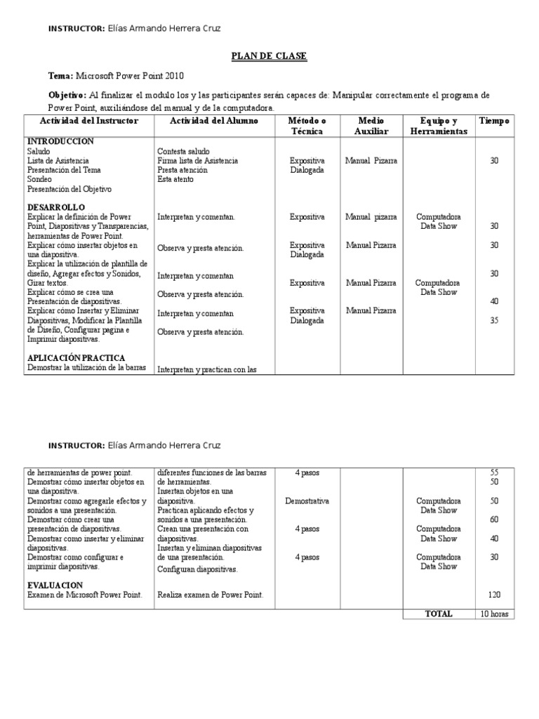 Plan de Clase Power Point | PDF