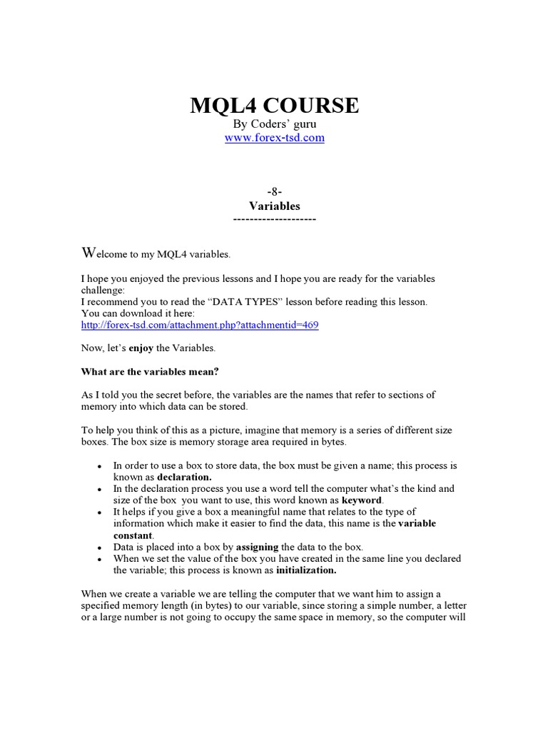 Mql4 Course: by Coders' G U Ru | PDF