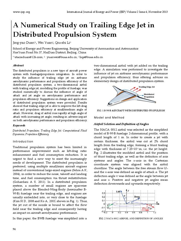 A Numerical Study On Trailing Edge Jet in Distributed Propulsion System | PDF | Lift (Force ...