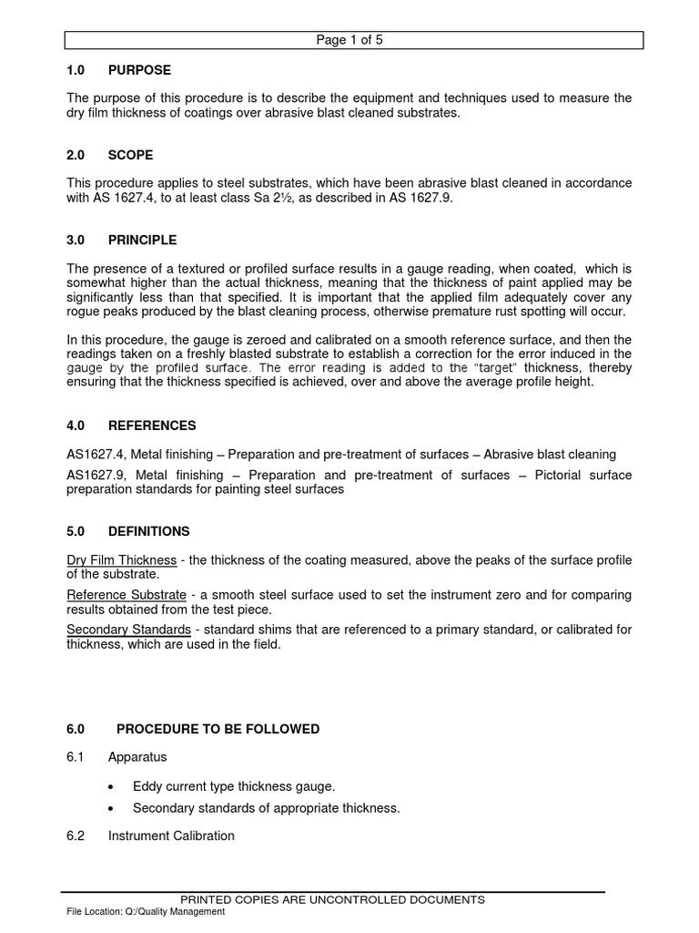 Dry Film Thickness-PROCEDURE TO BE FOLLOWED | Calibration | Accuracy ...