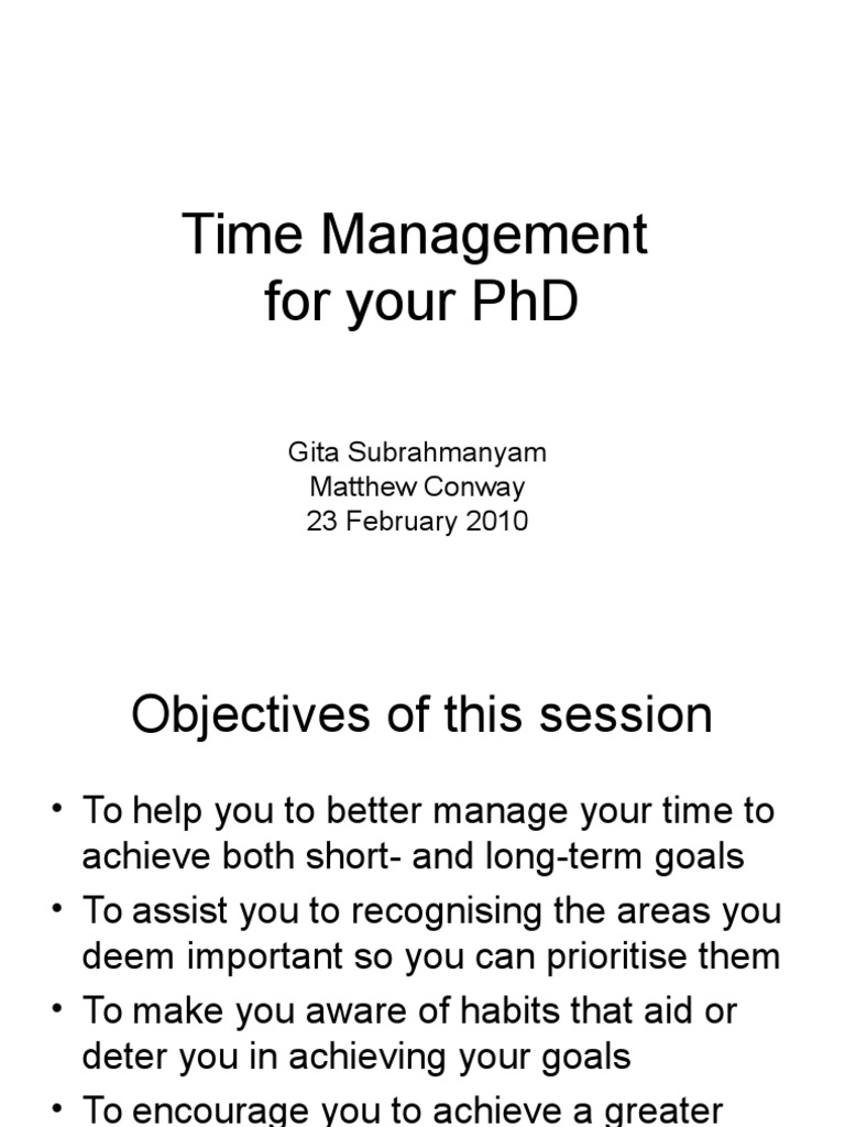 Effective Time Management for PhDs | PDF | Time Management ...
