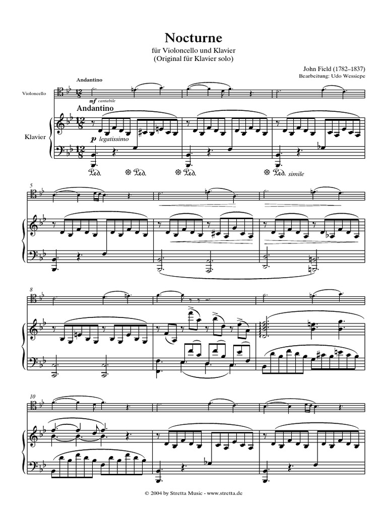 John Field Nocturne B Dur NR 5 | PDF | Classical Music | Musical Forms