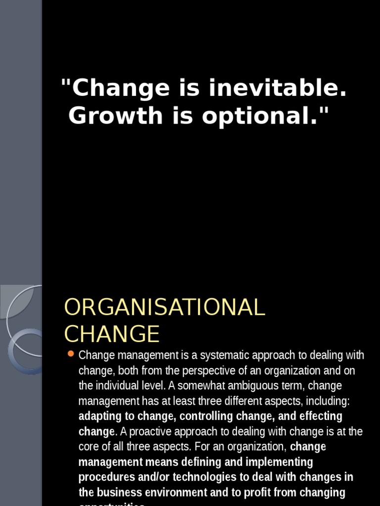 Change Is Inevitable. Growth Is Optional. | PDF | Strategic Management ...