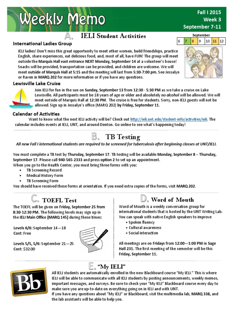 IELI Student Activities & Info | PDF