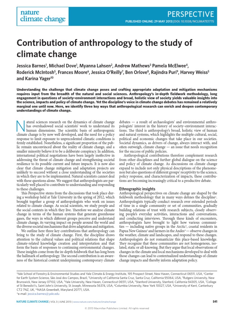 BARNES Et Al - Contribution of Anthropology To The Study of Climate ...