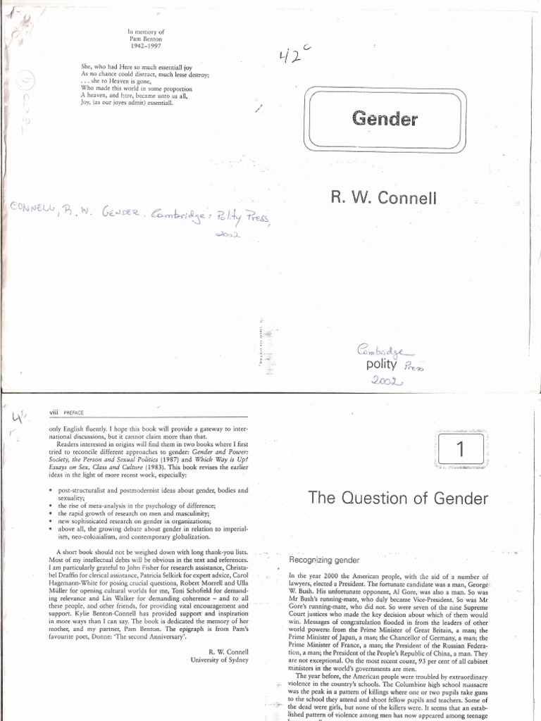CONNELL, R. W. - Gender (Caps. 1, 3 e 4) | PDF | Sexual Reproduction ...