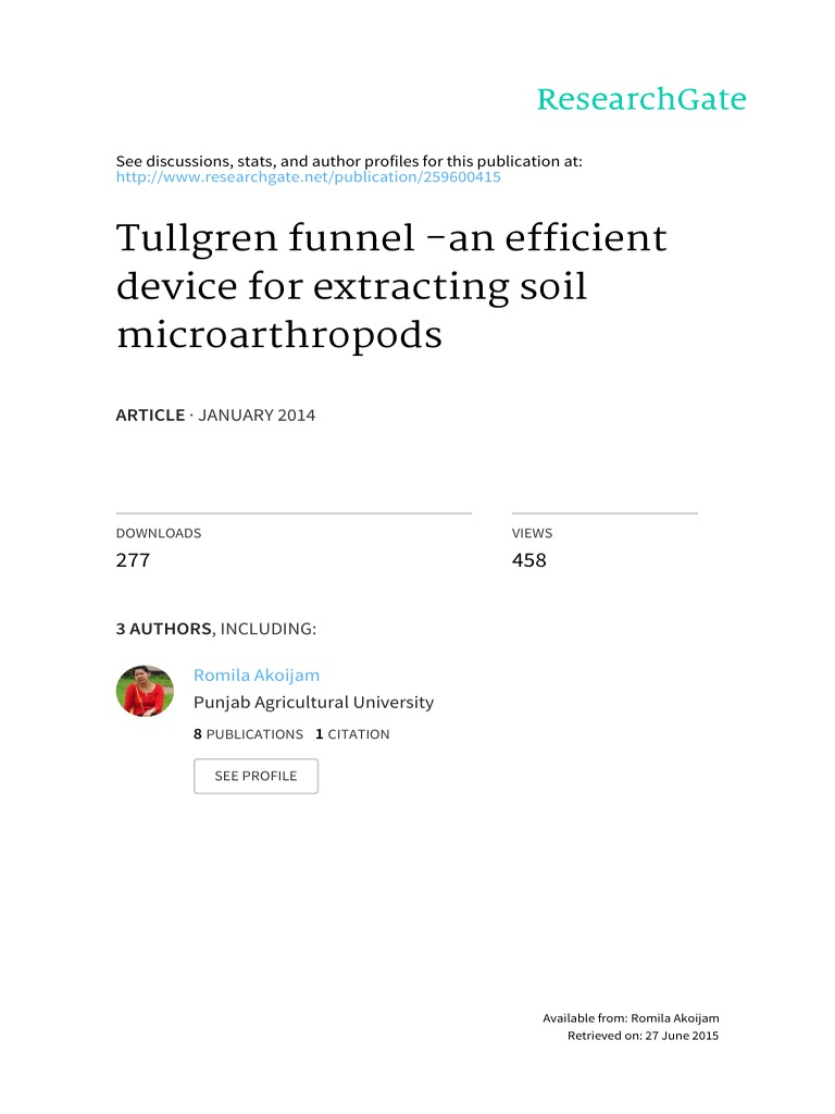 Tullgren Funnel for Soil Microarthropods | PDF | Soil | Biodiversity