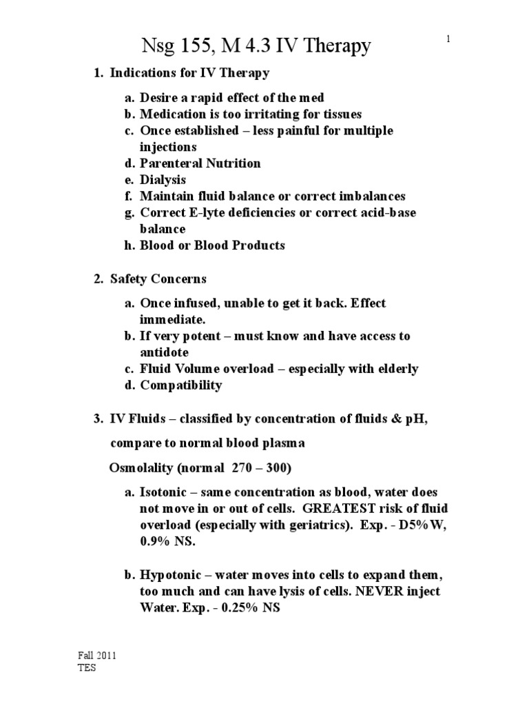 IV Therapy | PDF | Intravenous Therapy | Clinical Medicine