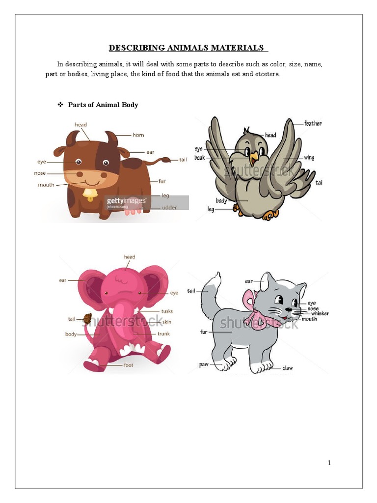 Describing Animals Materials | PDF