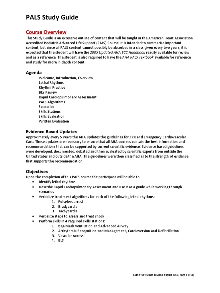 PALS Study Guide | PDF | Cardiopulmonary Resuscitation | Shock ...