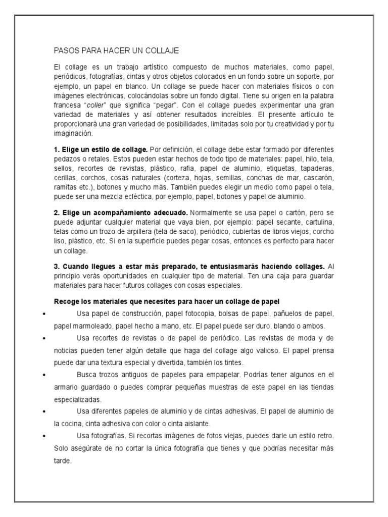 Pasos para Hacer Un Collaje | PDF | Collage | Papel
