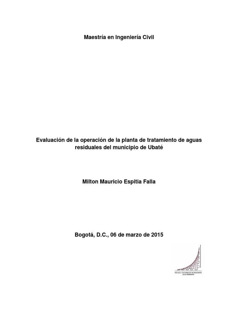 Evaluación PTAR Ubaté: Eficiencia y Costos | PDF | Aguas residuales ...