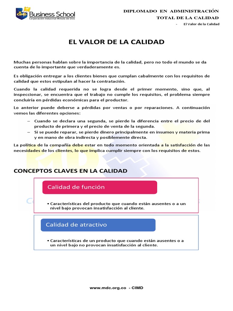 El Valor de La Calidad | PDF | Calidad (comercial) | Producto (Negocio)