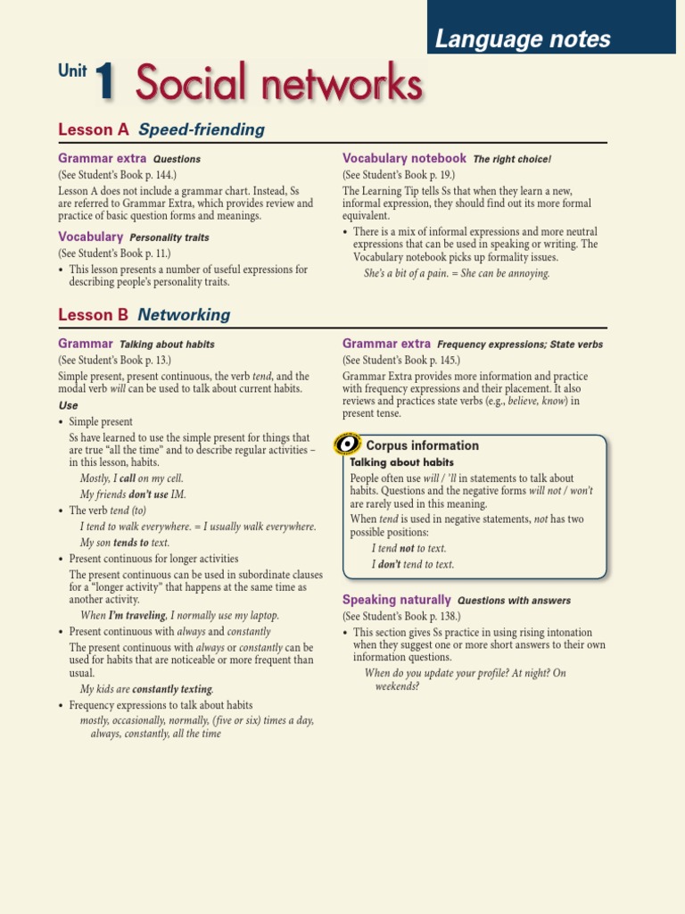 Viewpoint Teacher Book Level 1 Sample Unit | PDF | Question | Social ...