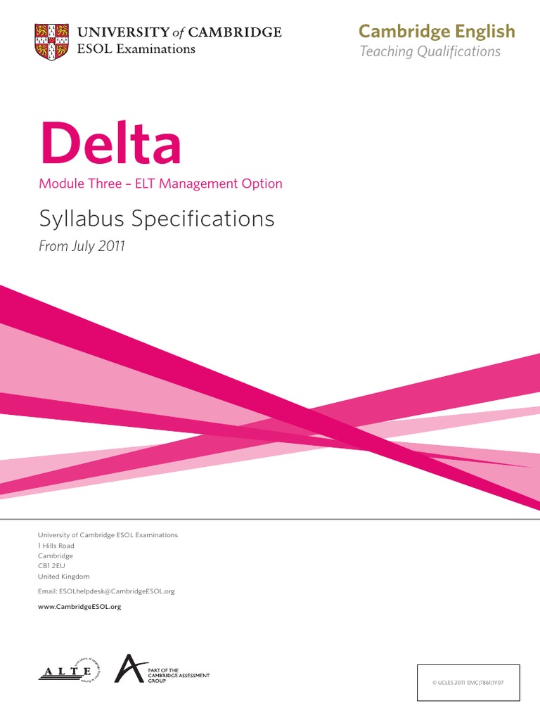 Delta Module Three ELT Management Option Syllabus Specifications 2011 1 ...