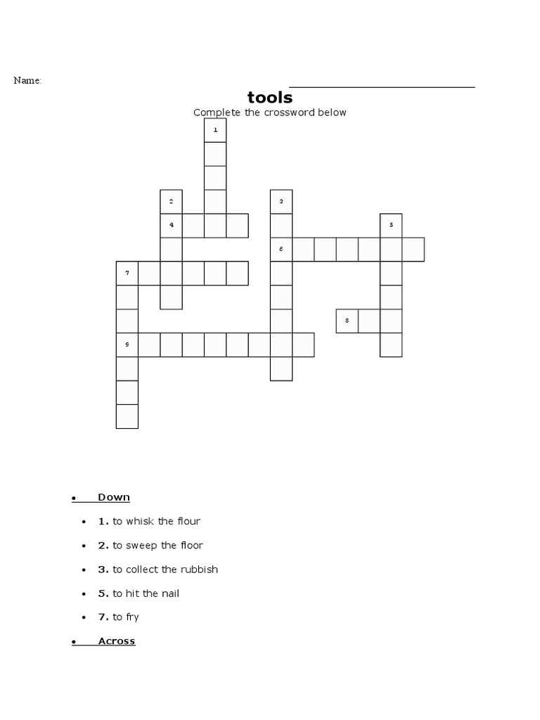Crossword Puzzle: Tool Functions | PDF | Home & Garden
