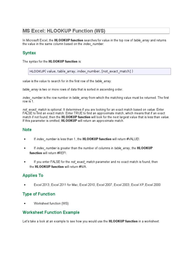 Hlookup and Vlookup Functions | PDF | Microsoft Excel | Computer Programming